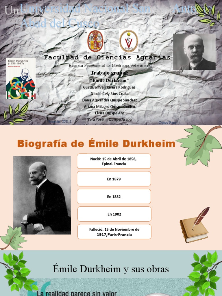 Biografía y Obras de Émile Durkheim | PDF