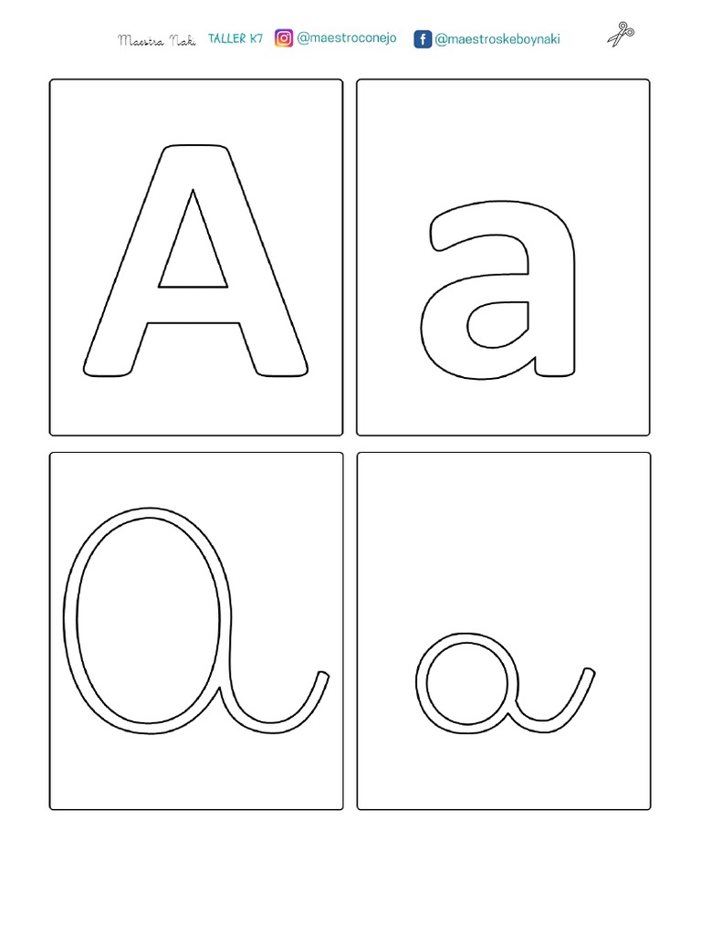 Tarjetas Letras Imprenta y Manuscrita. CONTORNO. Maestra Naki | PDF