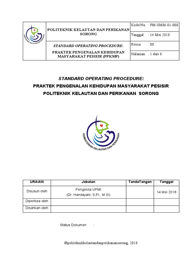 SOP PPKMP (PKL 1) - PKP Sorong | PDF | Bisnis