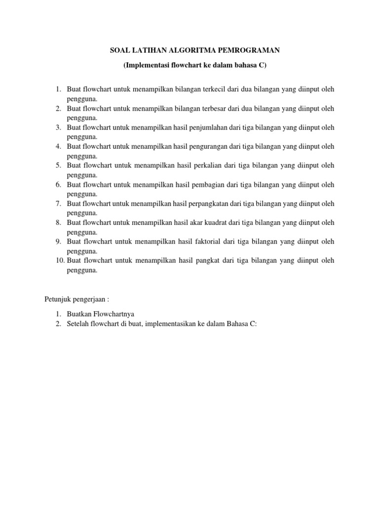 Soal Latihan Algoritma Pemrograman | PDF Soal Latihan Algoritma Pemrograman | PDF