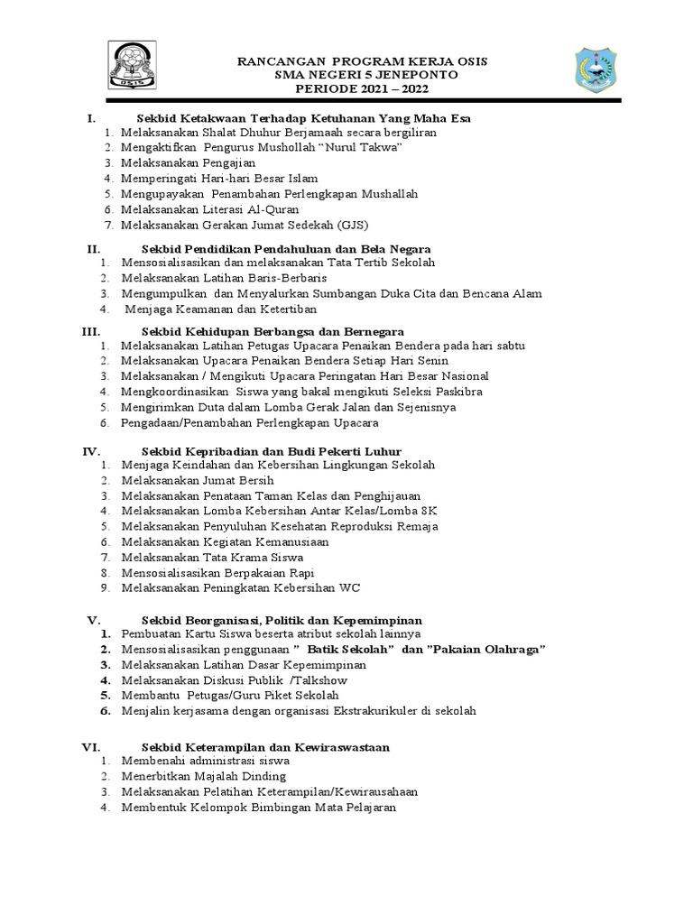 Program Kerja OSIS 2021-2022 | PDF | Kesehatan Holistik