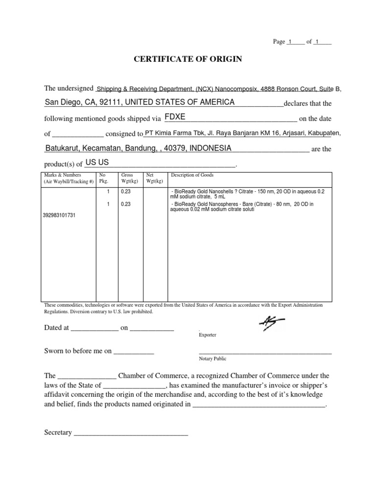 Customs Forms - NCX101247 392983101731 | PDF