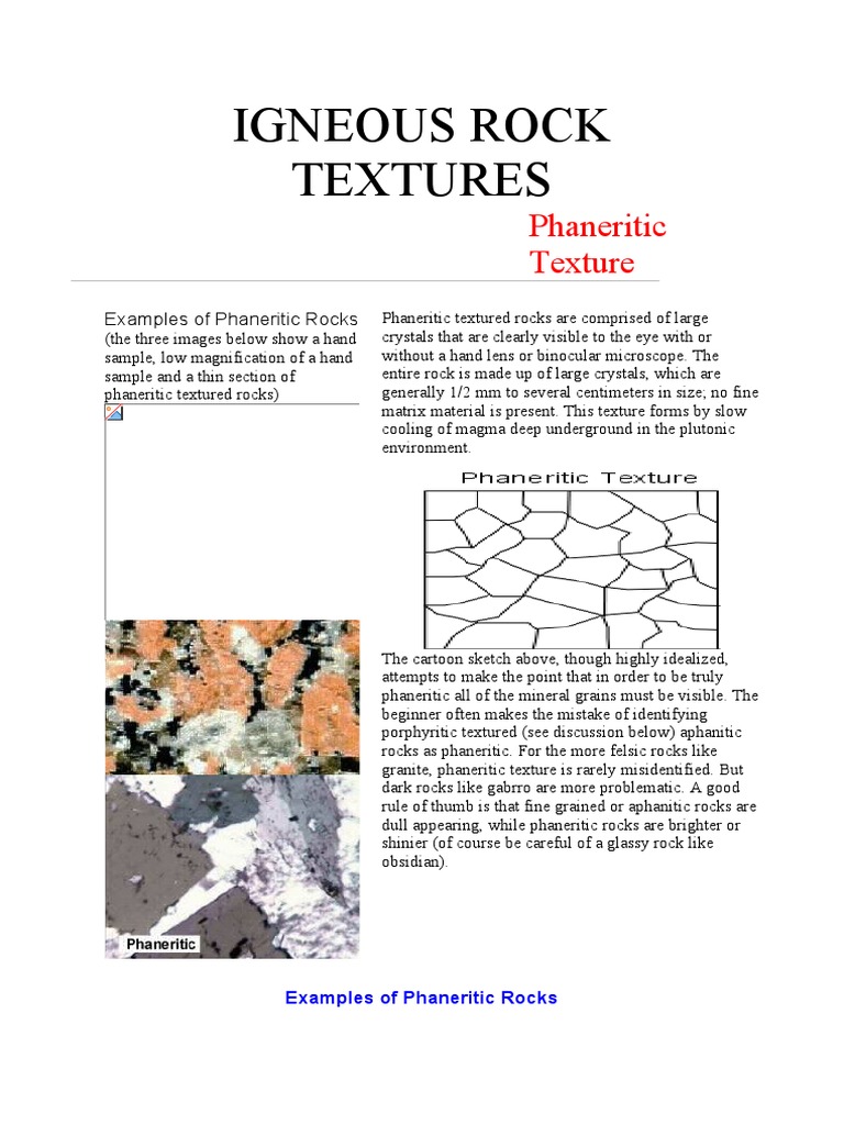 Igneous Rock Textures | PDF | Igneous Rock | Rock (Geology)