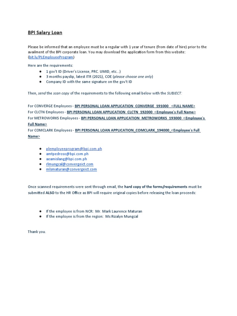 Bpi Loan Application Process | PDF