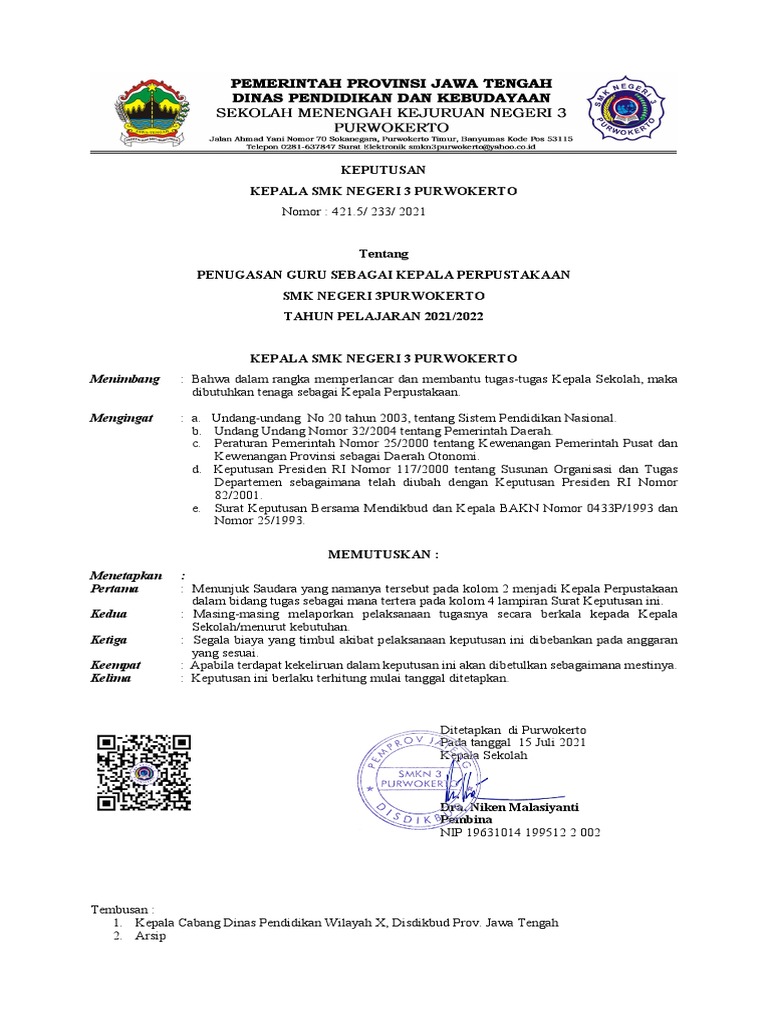 SK Kepala Perpustakaan | PDF