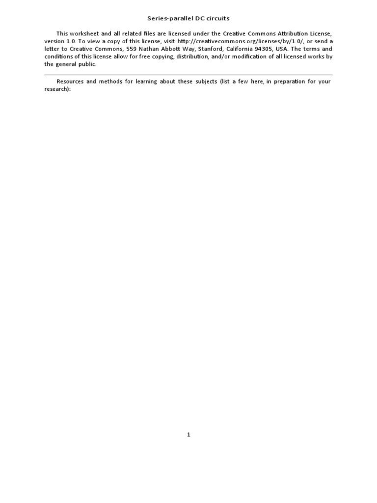Worksheet Electrical | PDF | Series And Parallel Circuits | Electrical ...