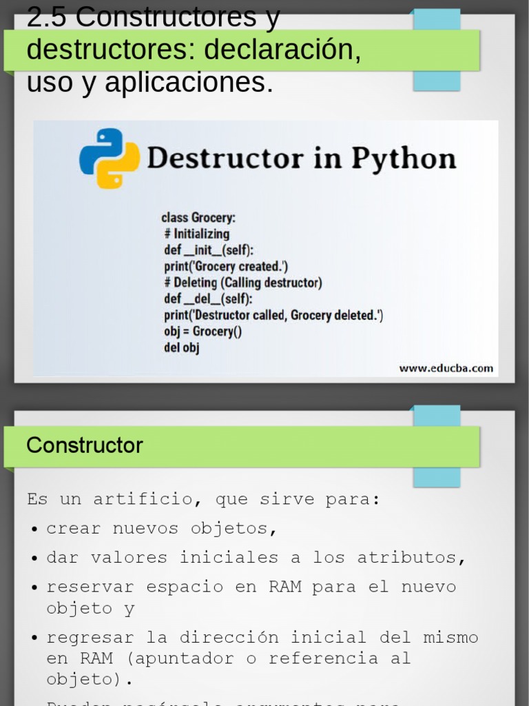 2.5 Constructores y Destructores | Descargar gratis PDF | Programación | Constructor ...