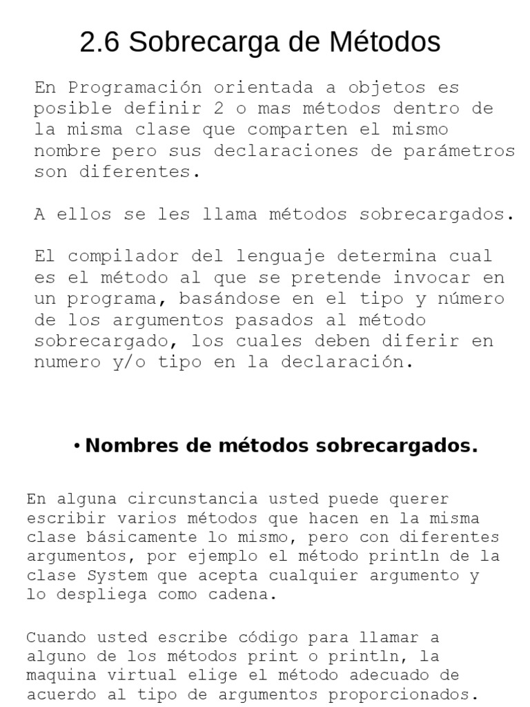 2.6 Sobrecarga de Metodos | PDF | Java (lenguaje de programación) | Desarrollo de software