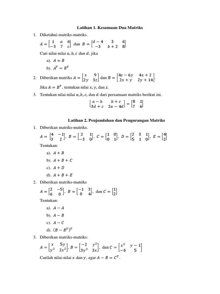 Latihan Soal Matriks | PDF