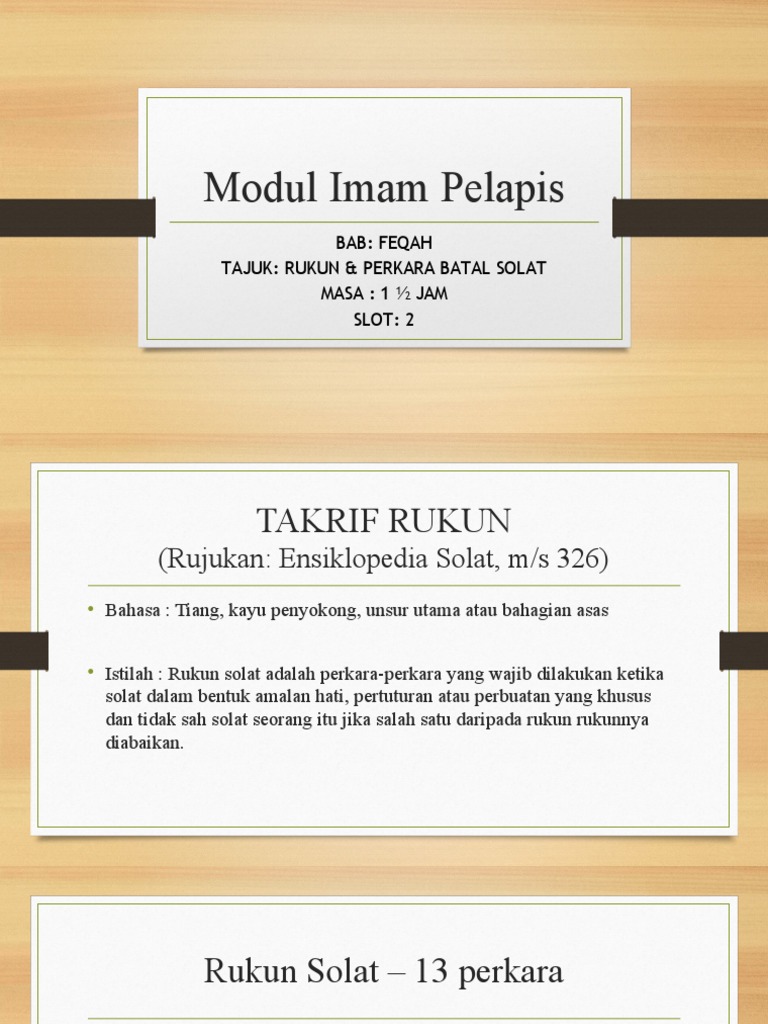Modul 2 Rukun - Perkara Batal Solat | PDF