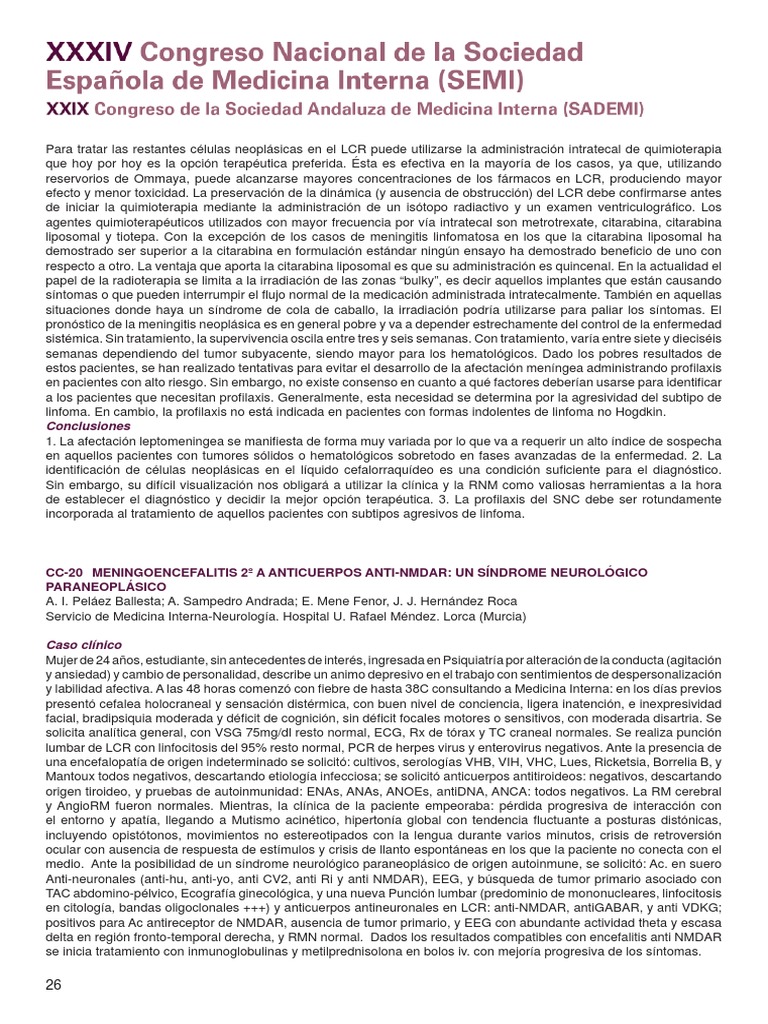 Quimioterapia intratecal en meningitis neoplásica | PDF | Quimioterapia ...
