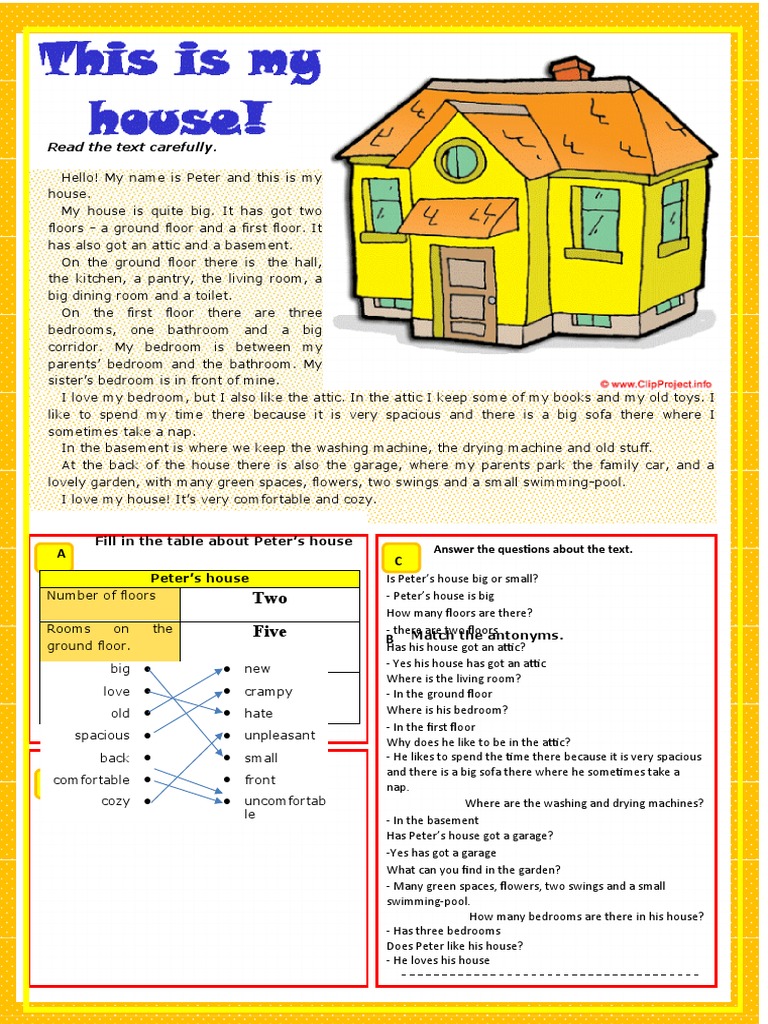 This Is My House Reading Comprehension Exercises - 4833 | PDF | Room | Home