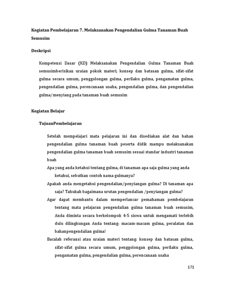 Pengendalian Gulma pada Tanaman Buah | PDF
