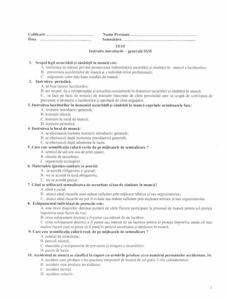 Teste La Angajare SSM Si SU | PDF