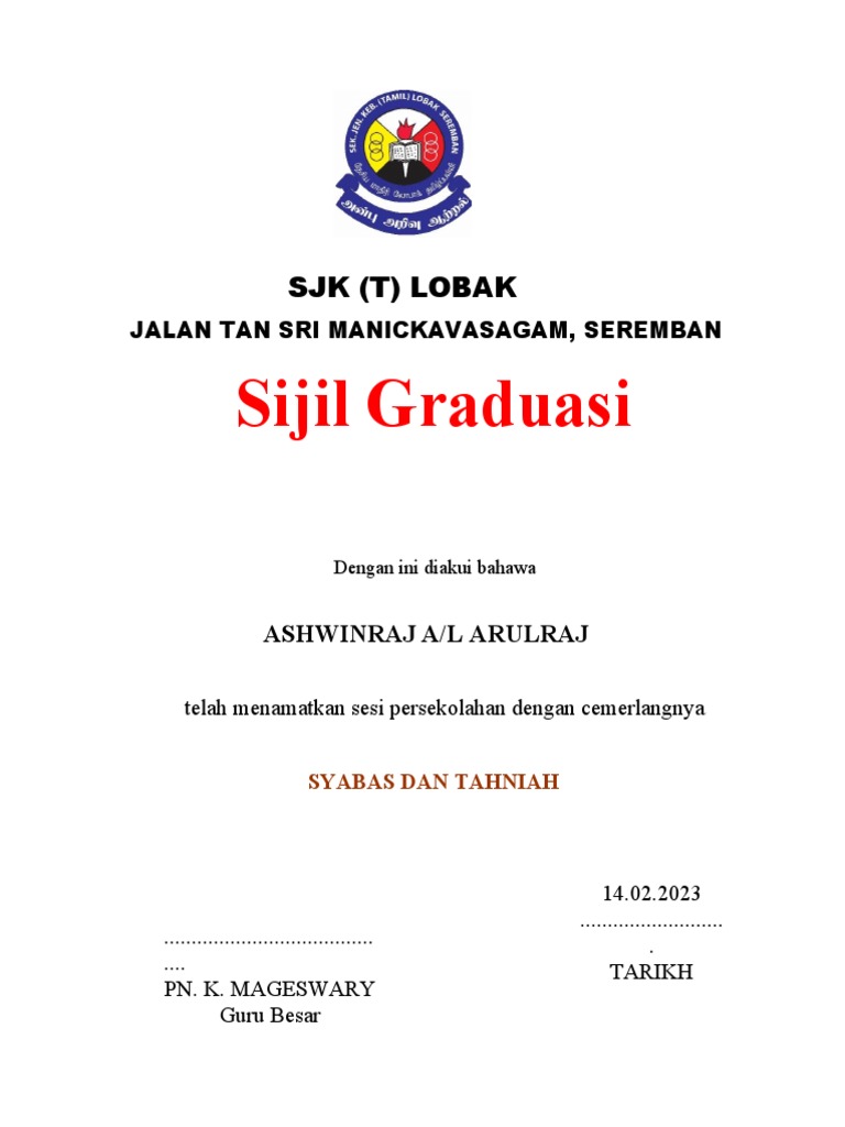 Sijil Graduasi THN 6 | PDF