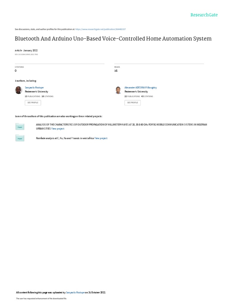 Bluetooth And Arduino Uno Based Voice Controlled Home Automation System Pdf Arduino Home