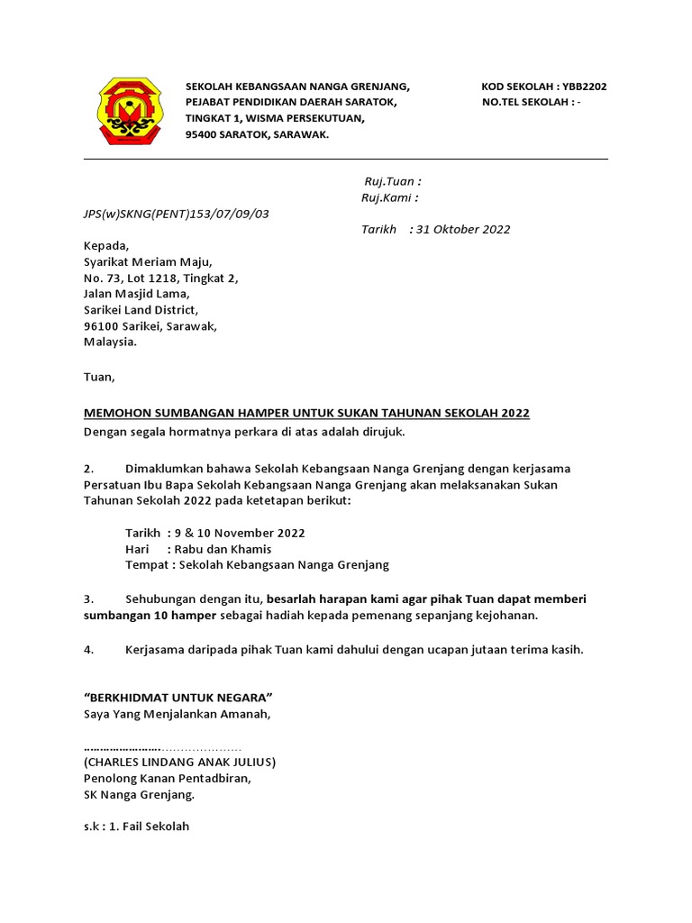 Surat Mohon Hampers 2022 | PDF