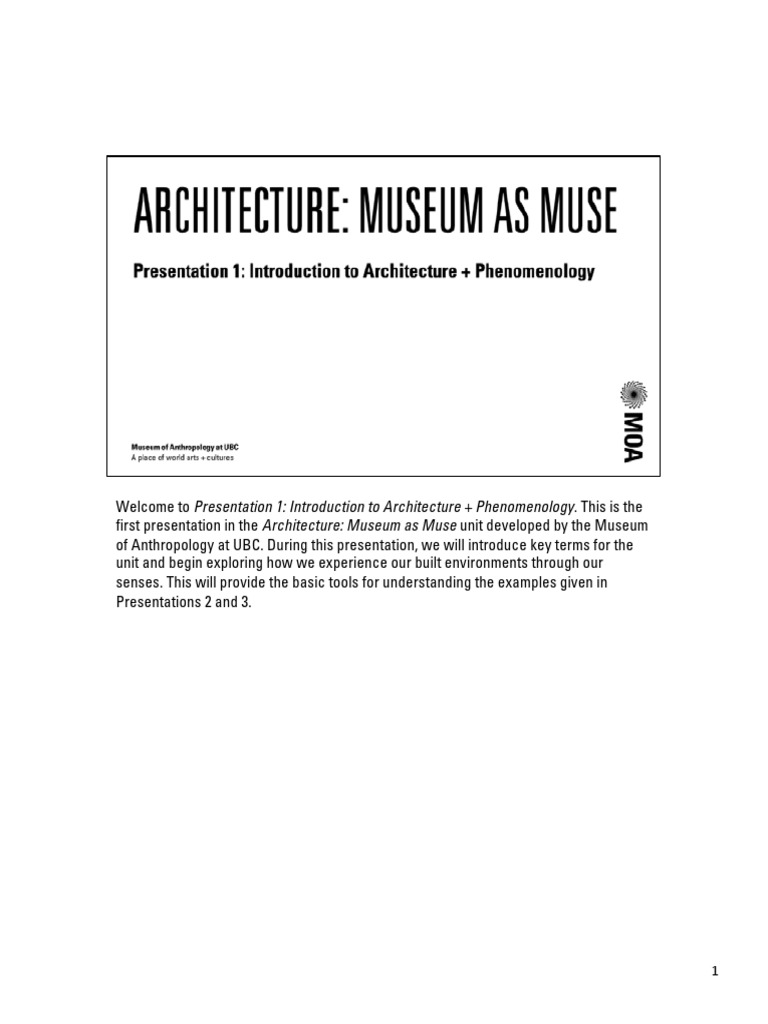 Architecture & Phenomenology Intro | PDF | Muse | Building