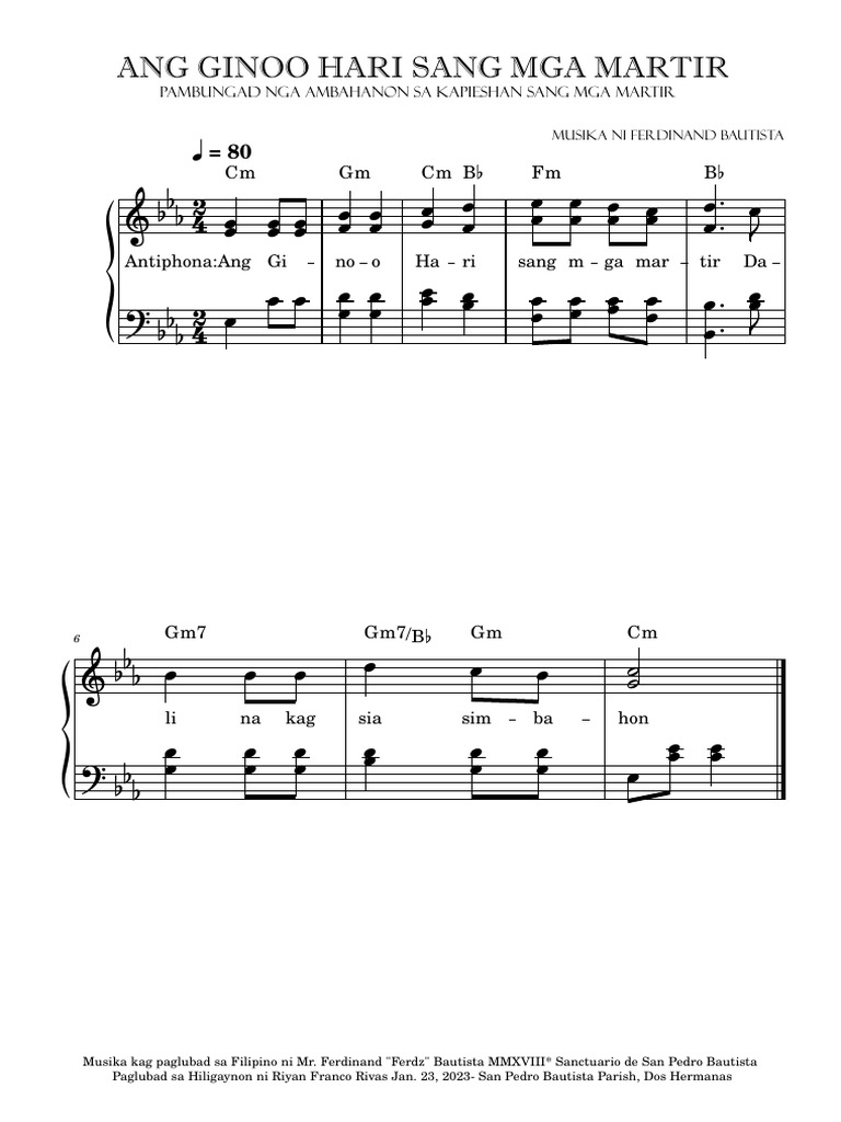 Ang Ginoo Hari Sang Mga Martir - Antiphon | PDF