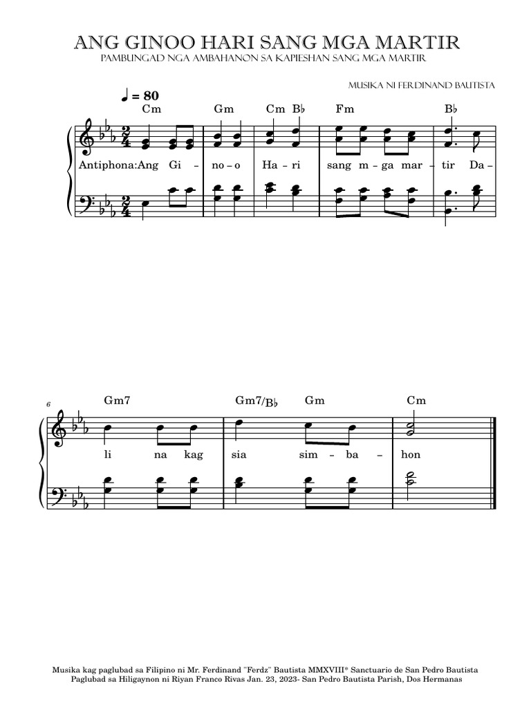 Ang Ginoo Hari Sang Mga Martir - Antipona | PDF