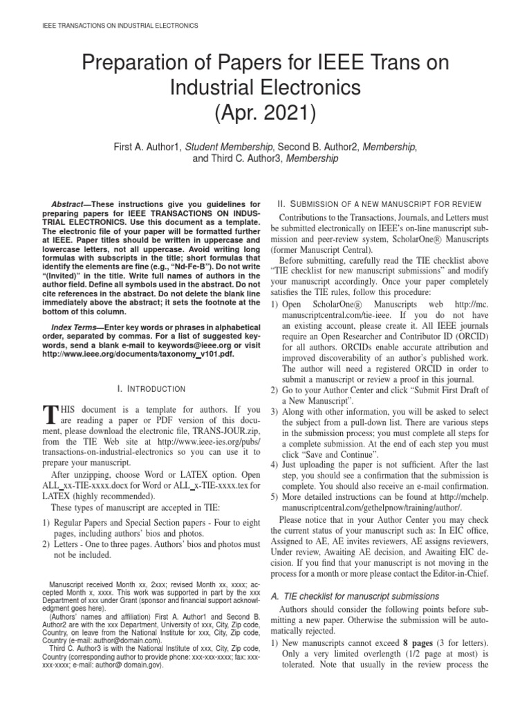 Preparation of Paper For IEEE 2021 | PDF | Note (Typography) | Academic ...