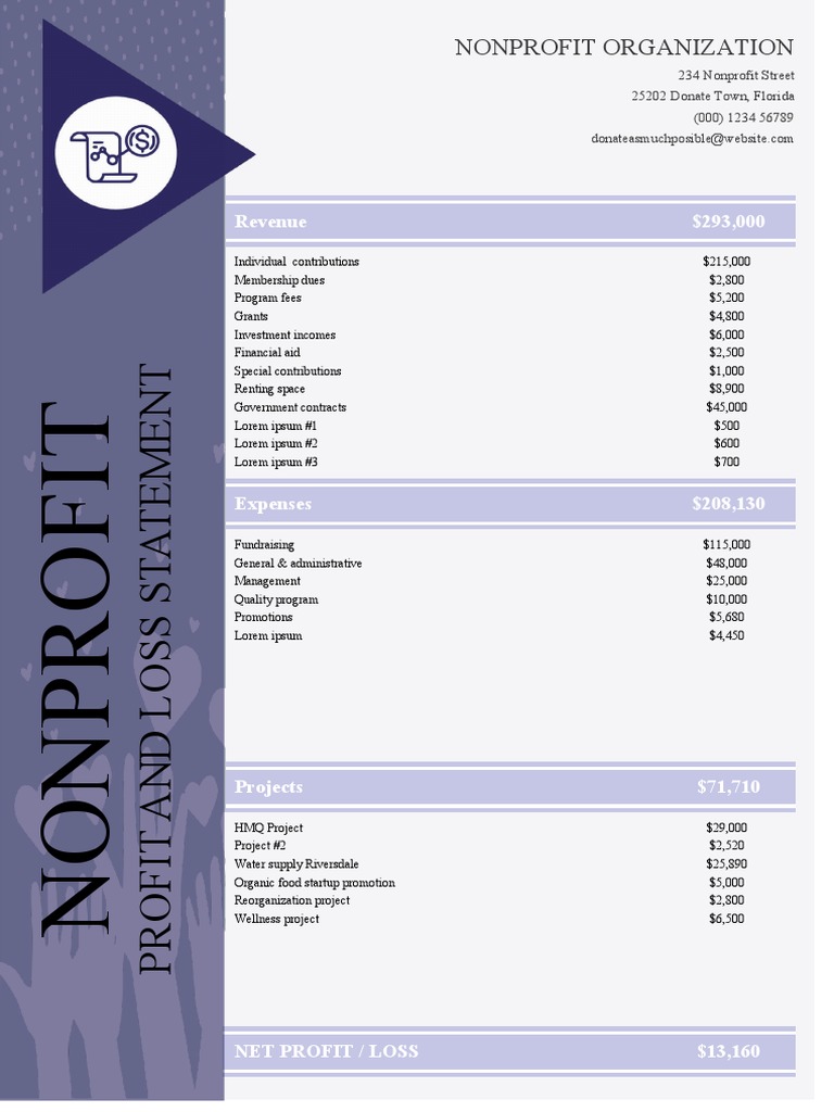 Nonprofit Profit and Loss Statement | Download Free PDF | Revenue ...