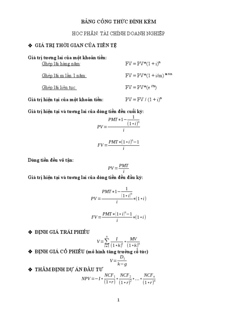 B NG Công TH C TCDN | PDF