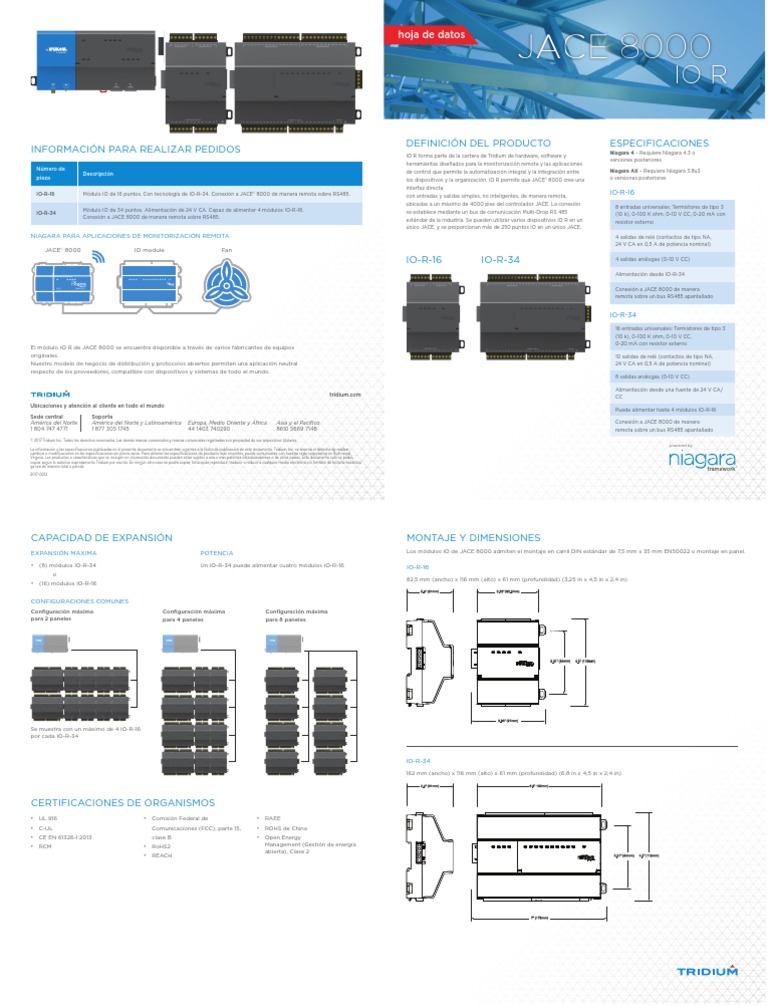 2017-0012ES JACE 8000 IO-R Data Sheet R5 - Spanish | PDF | Resistor ...