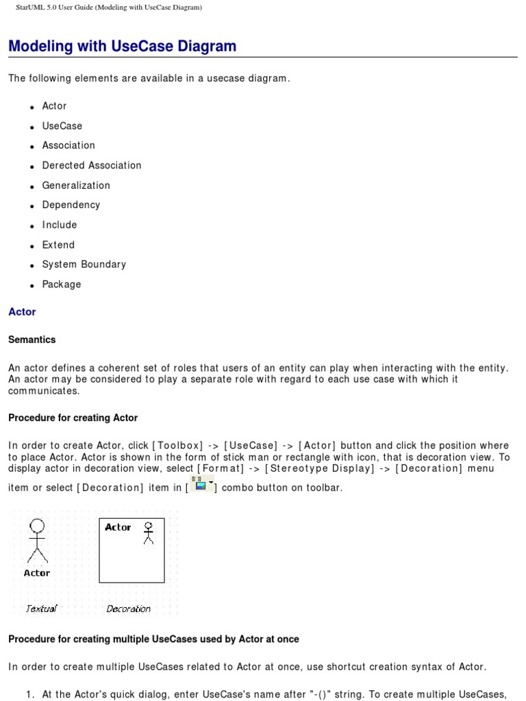 05 1 Staruml 50 User Guide Modeling With Usecase Diagram Pdf Use Case Button