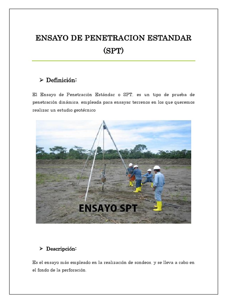 Prueba SPT | PDF | Ciencia del suelo | Pruebas