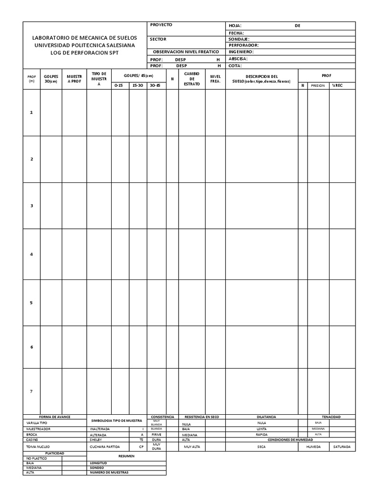 Formato SPT | PDF | Ingeniería geotécnica | Ciencias de la Tierra