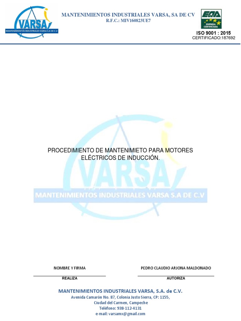 Mantenimiento de Motores Eléctricos Varsa | PDF | Motor eléctrico ...