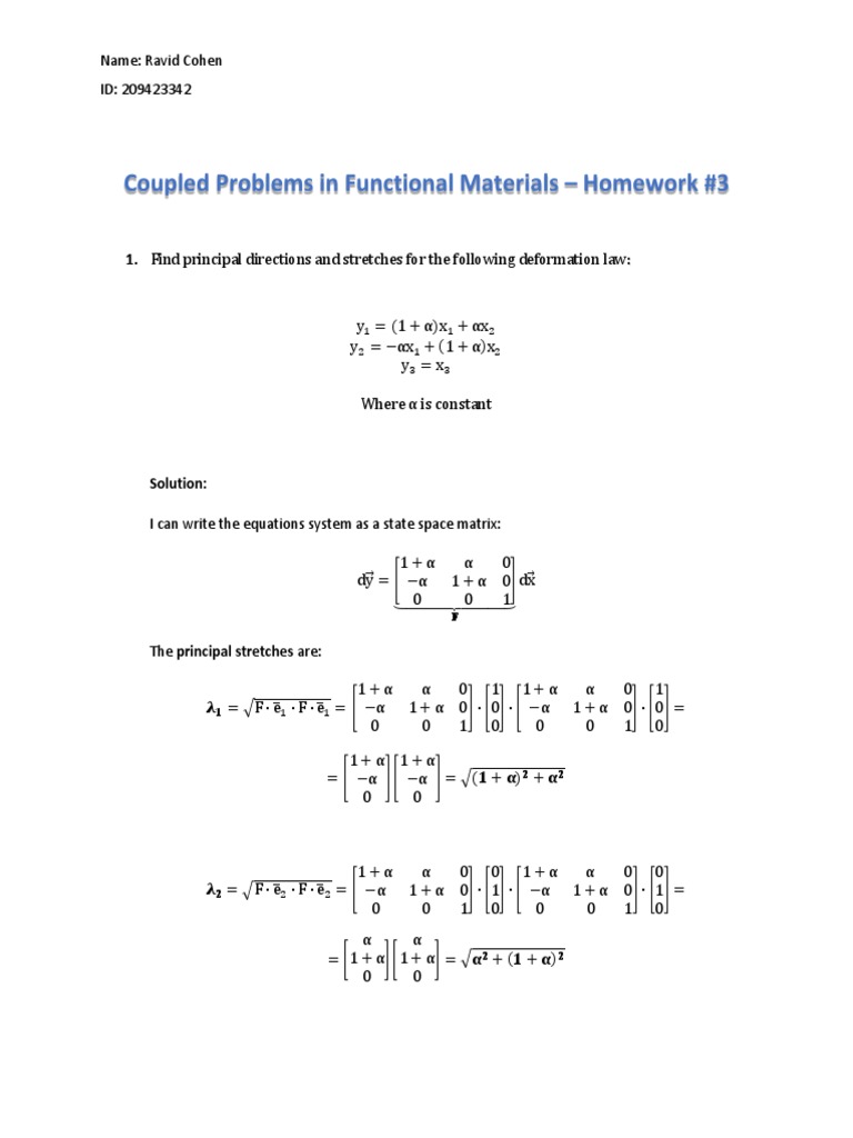 hw3 - Solution Grade 100 | PDF | Eigenvalues And Eigenvectors | Theoretical Physics