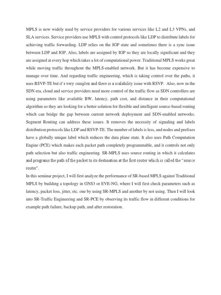Performance Analysis of SR MPLS | PDF