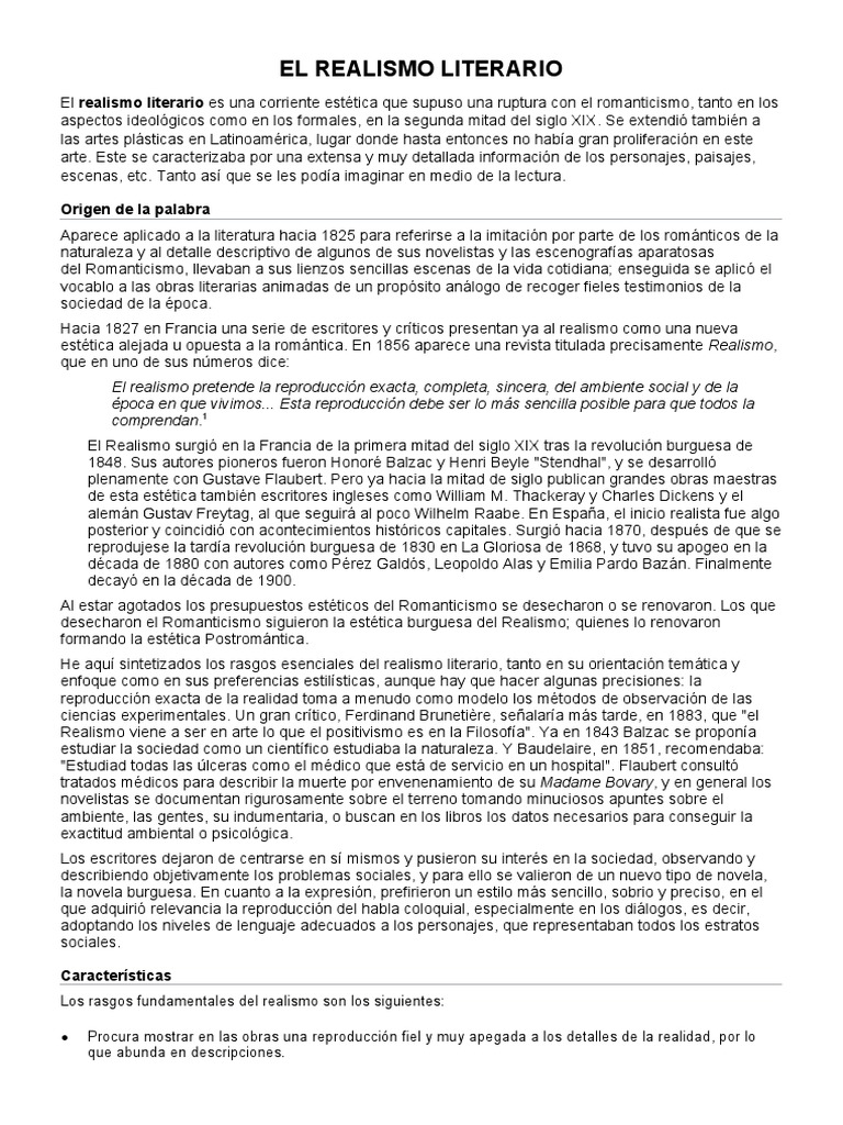 EL REALISMO LITERARIO 25 Ava Clase de 5to de Secundaria Literatura Noviembre - 2022 | PDF ...
