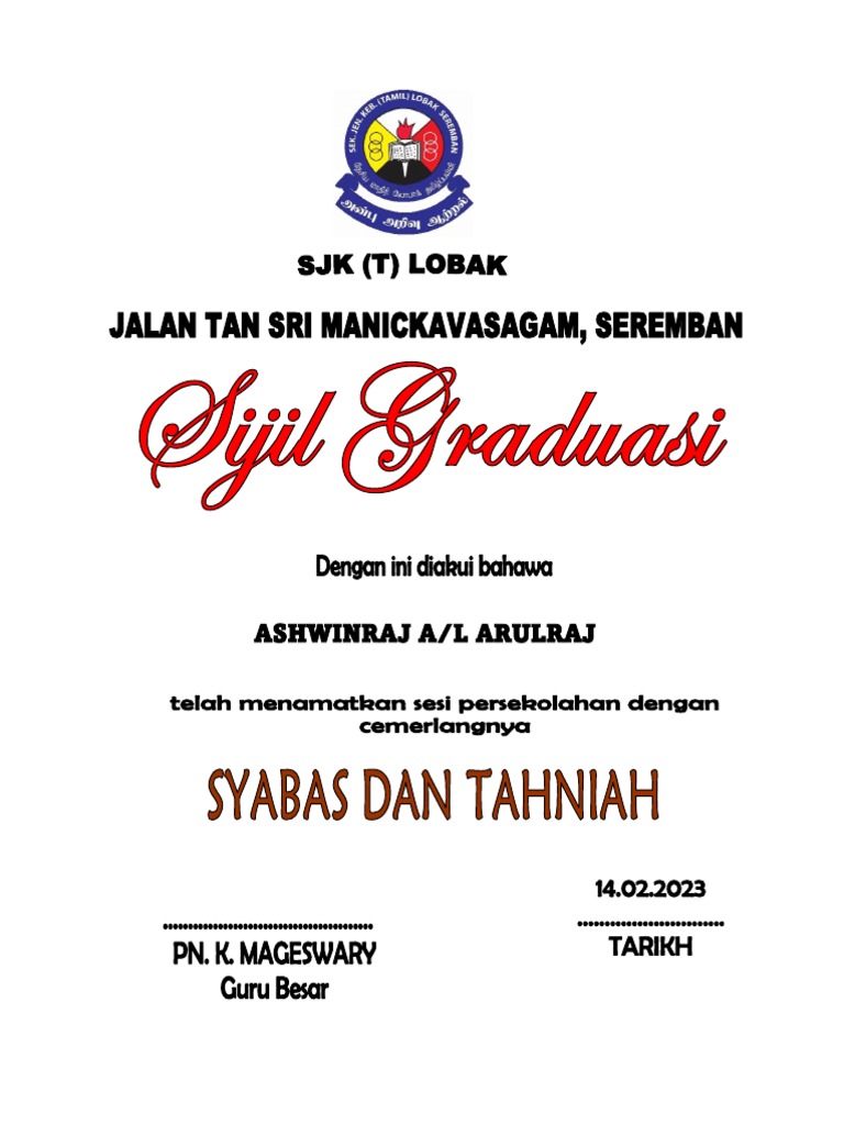 Sijil Graduasi THN 6 | PDF