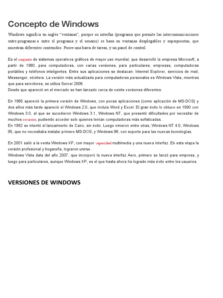 Concepto de Windows | PDF