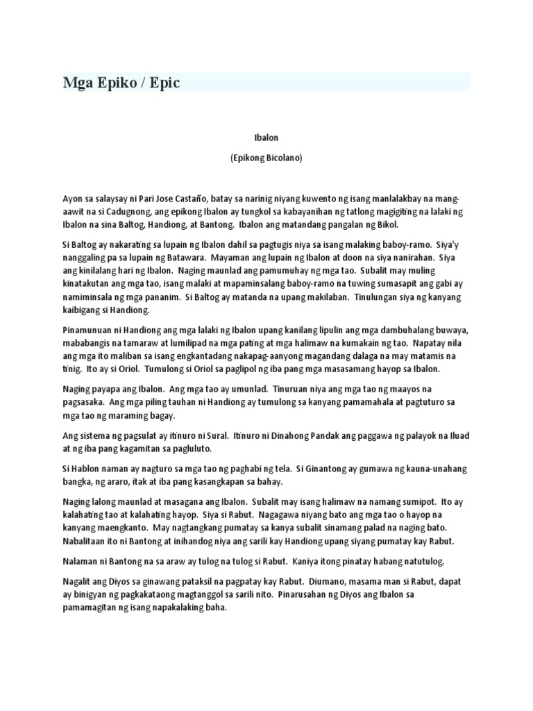 Mga Epiko | PDF