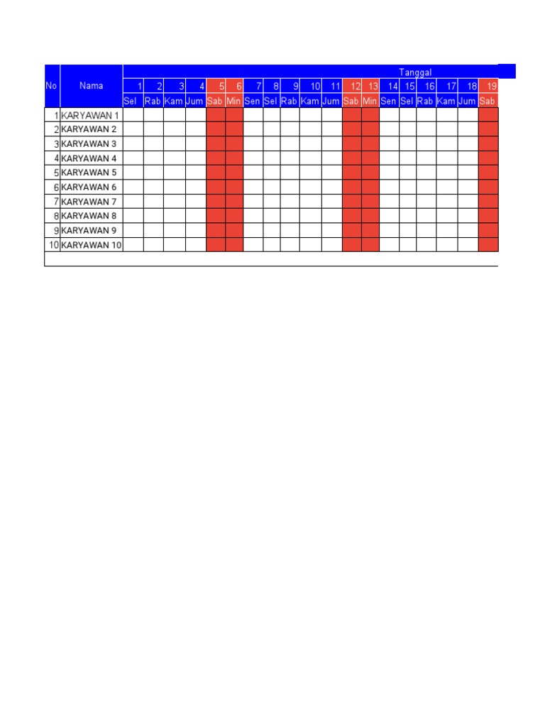 Contoh Format Absensi Karyawan | PDF