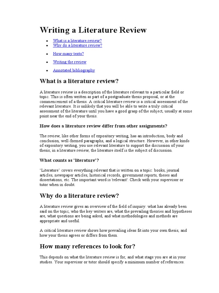 Writing a Comprehensive Literature Review | PDF | Thesis | Academic Journal