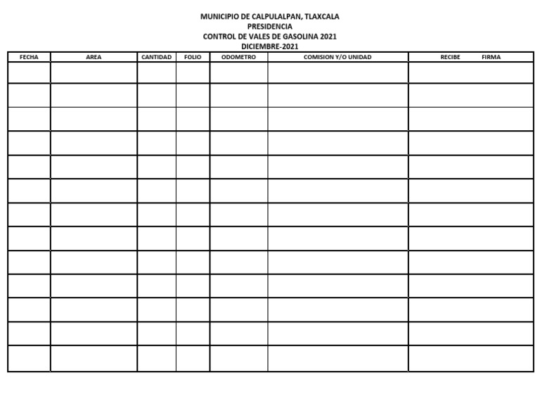 Formato Vales de Gasolina | PDF