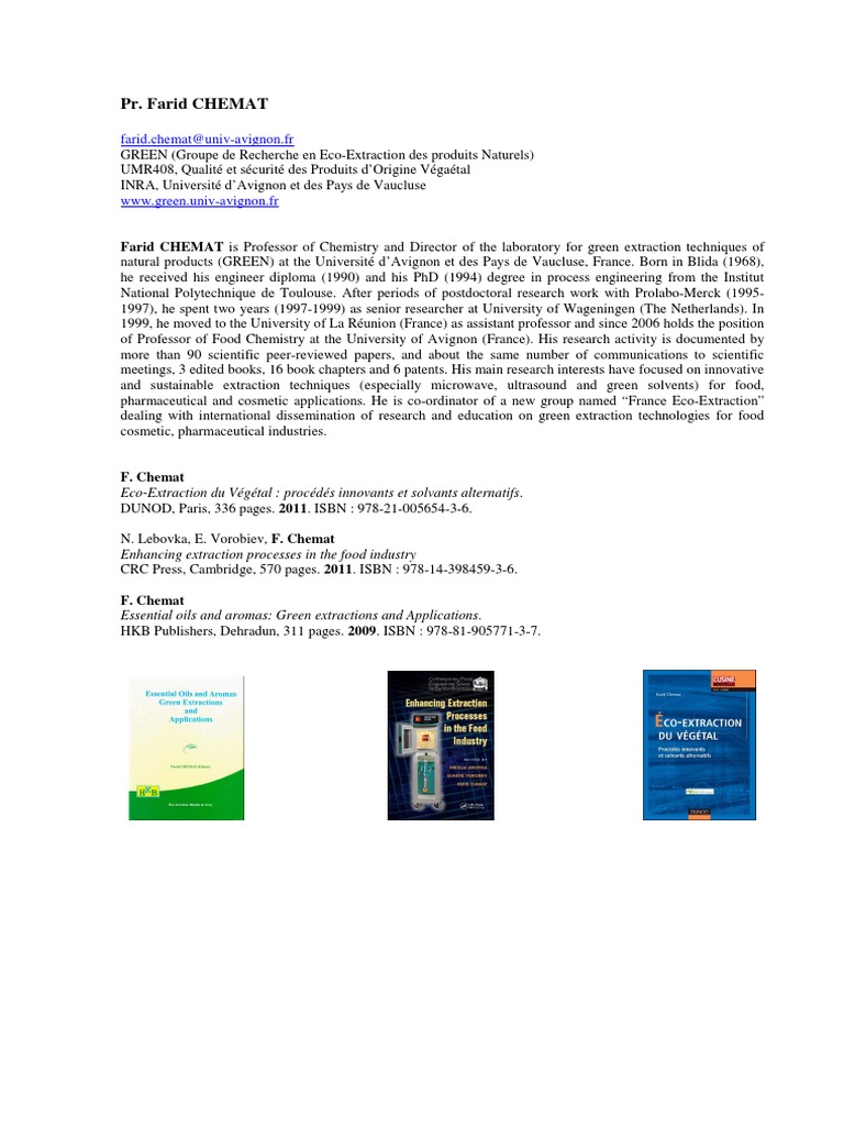 Farid Chemat CV | PDF