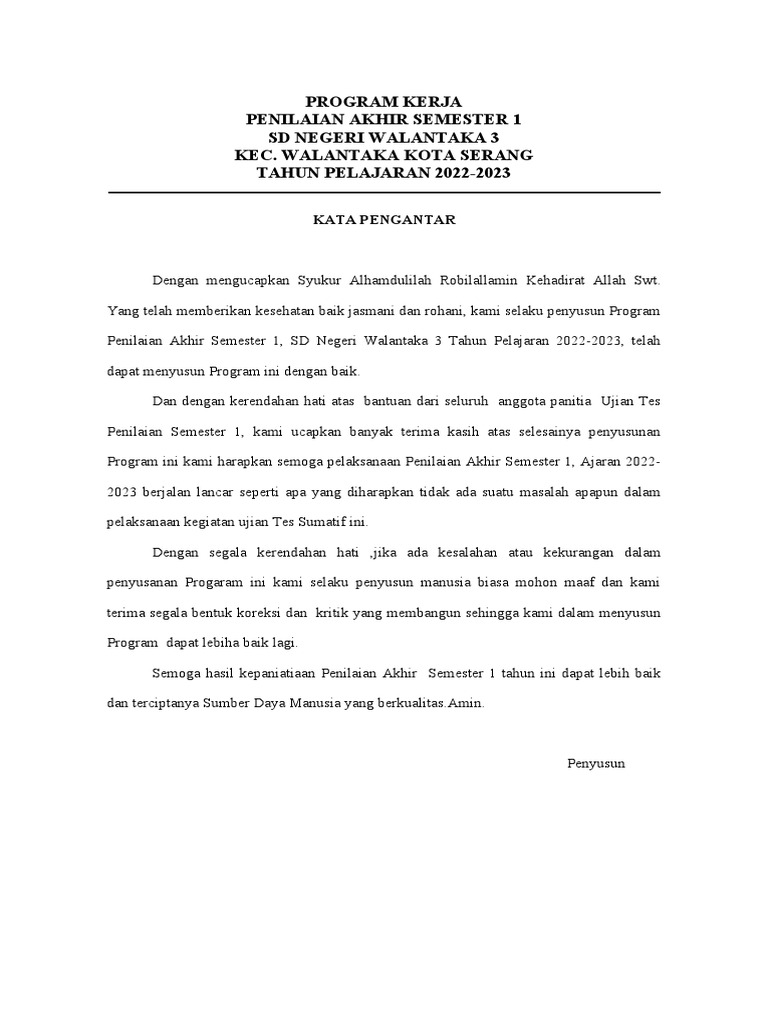 Program Uas Semester 1 | PDF | Karier & Perkembangan