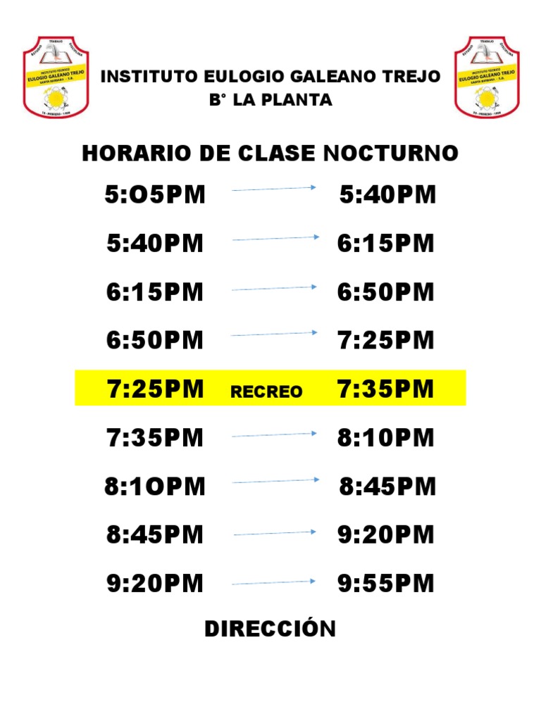 Instituto Eulogio Galeano Trejo Class Schedules | PDF