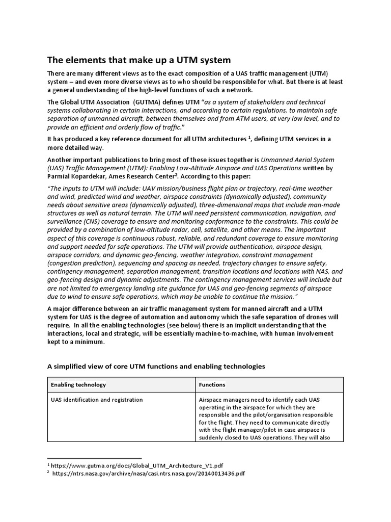 UTM Concept and Roadmaps.v1 | PDF | Unmanned Aerial Vehicle ...