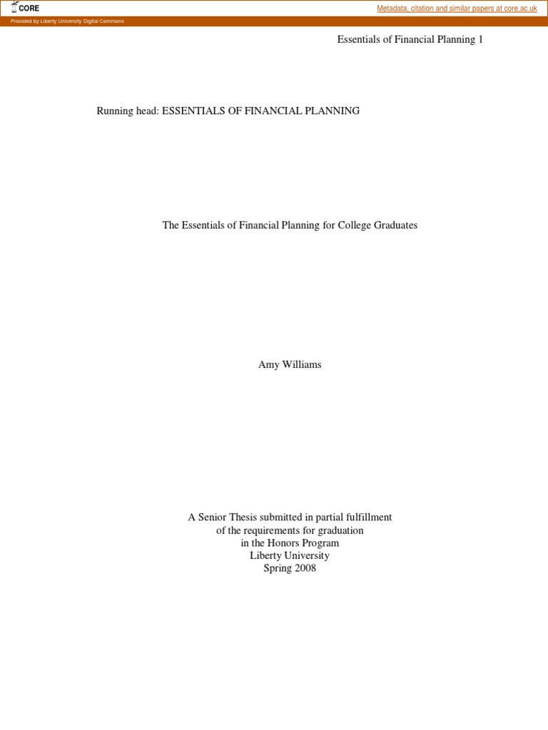 Essentials of Financial Planning 1: Provided by Liberty University ...