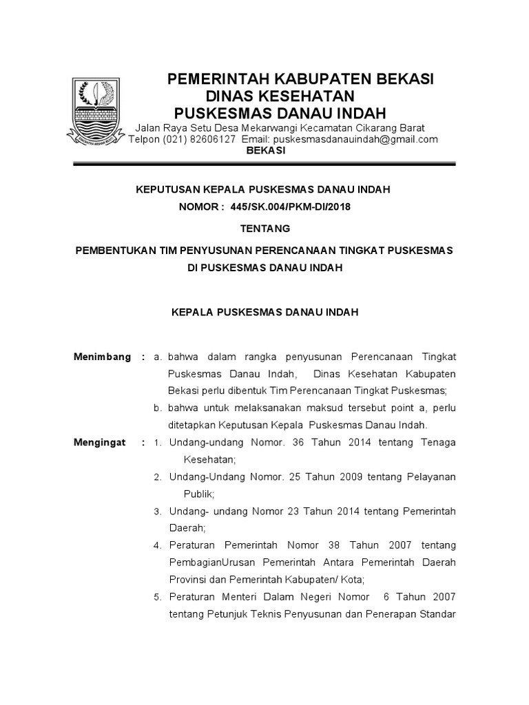 SK Pembentukan Tim PTP | PDF | Pengembangan Diri | Kesehatan Holistik