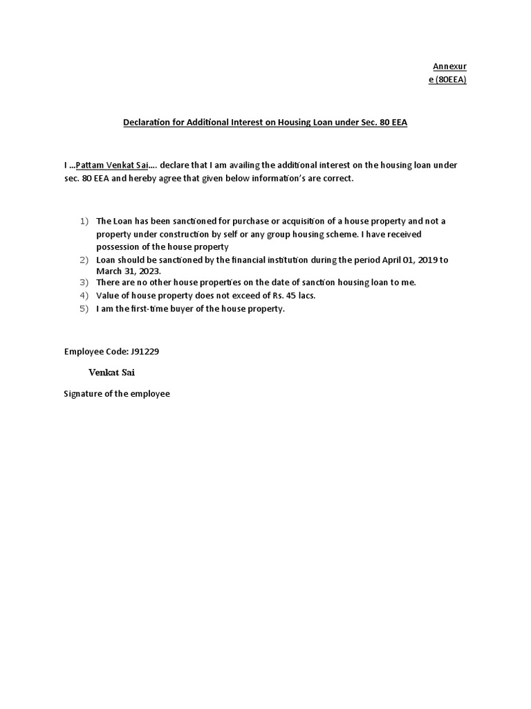 Annexure (80EEA) | PDF