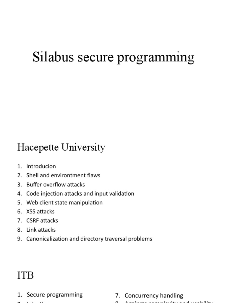 Silabus Secure Programming | PDF Silabus Secure Programming | PDF