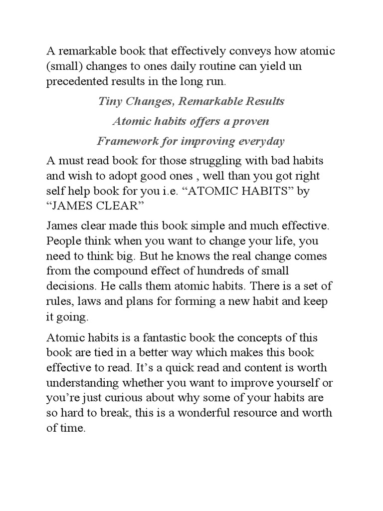 Atomic Habits Review | PDF